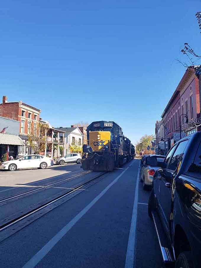 A CSX locomotive rolling right through downtown La Grange is the kind of sight that makes you grab your phone and call someone just to say, "You won't believe this."