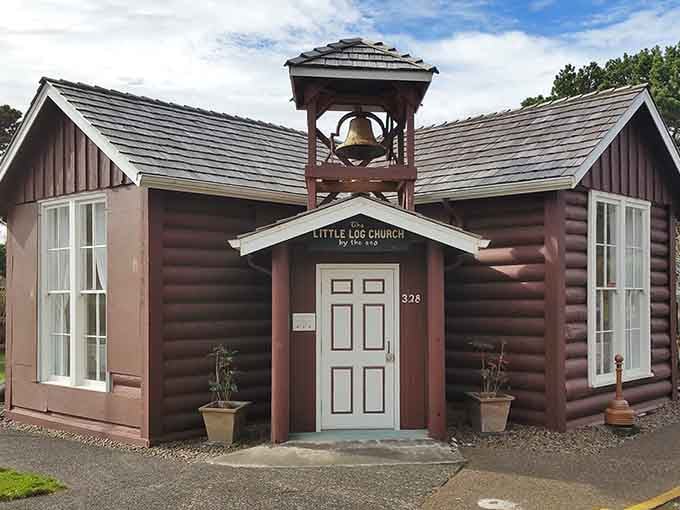 The Little Log Church by the Sea sits quietly in Yachats, a sweet reminder that this tiny town holds big surprises.