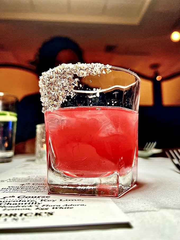That sugared rim and ruby-red cocktail look refreshing enough to make you forget you're not actually in Provence.