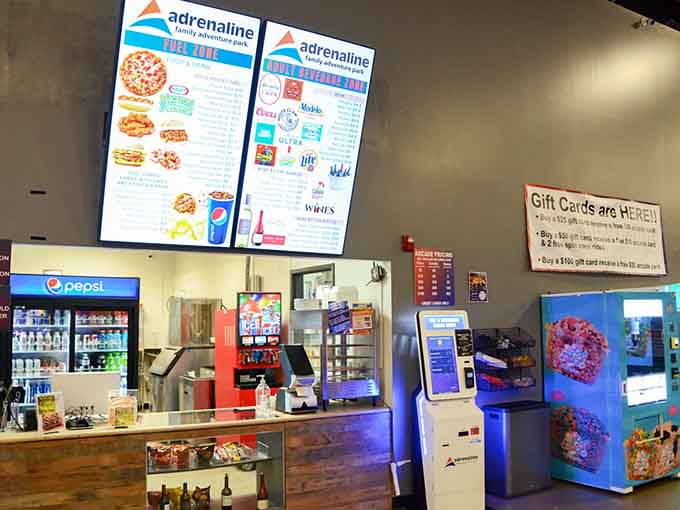 The service counter stands ready to fuel adventures with snacks, because all that jumping works up serious appetites fast.