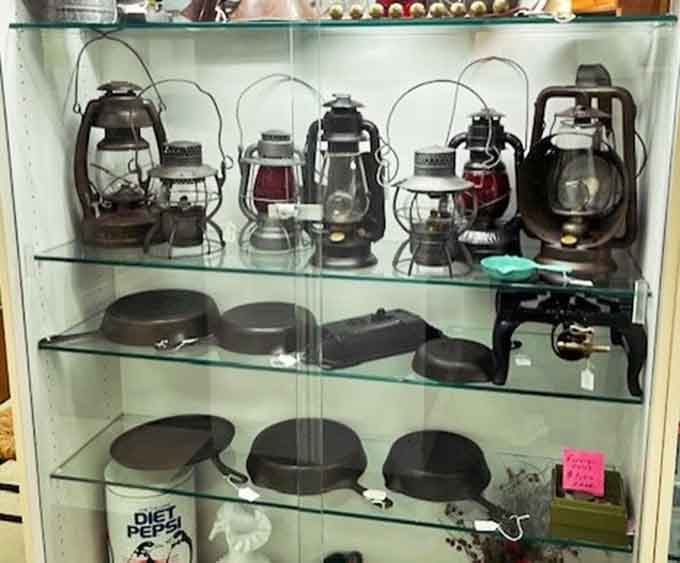 Old railroad lanterns and cast iron skillets, built to outlast everything you own and probably your grandchildren too.