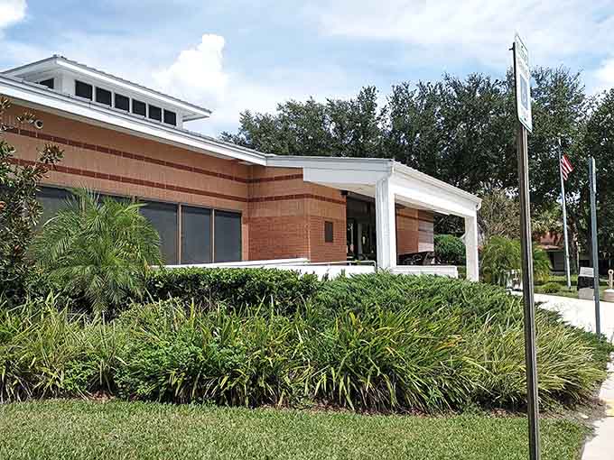 Neat hedgerows and warm brick walls frame the DeSoto County Library, a place where good stories live both inside and outside the shelves.