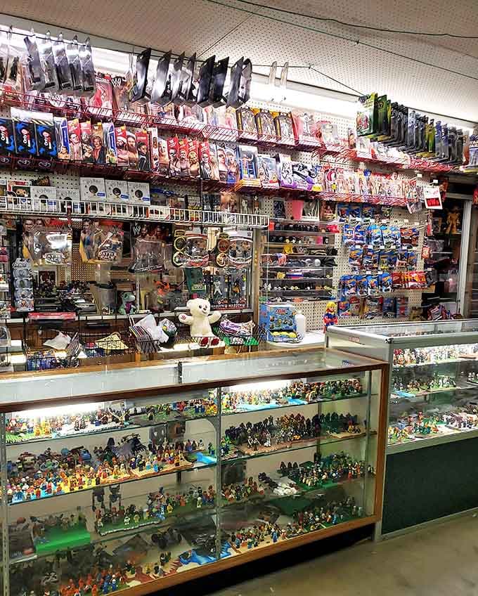 Glass cases packed with miniatures and action figures, a collector's paradise hiding in plain sight in Shepherdsville.
