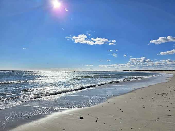 Wide open beach, sparkling surf, and a sky so blue it almost seems unfair. Yes, this is still New Jersey.