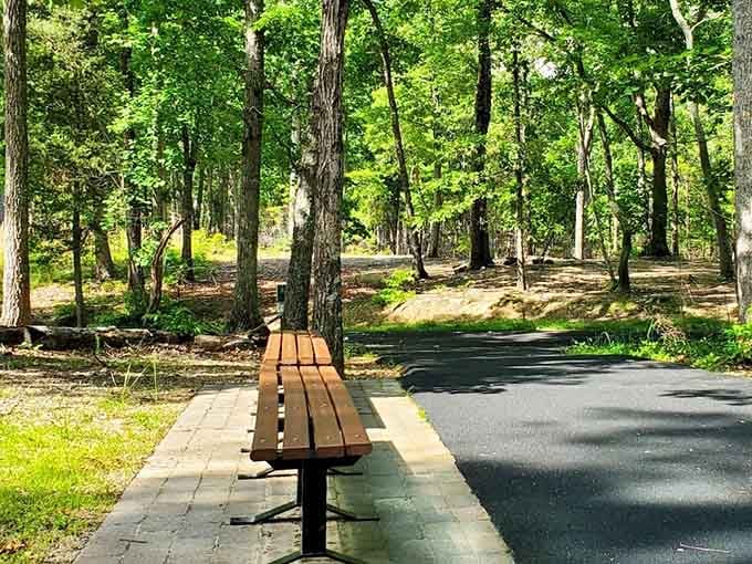 Rest stops along the trail offer moments to contemplate both the natural beauty and the human drama that unfolded here.
