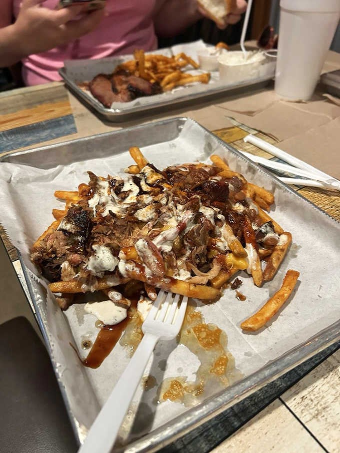 The Hoffanator loaded fries turn a simple side into a meal that could feed a small, very happy family.