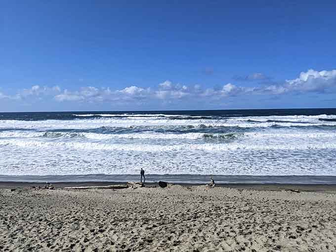 Big waves, big sky, one tiny human. The ocean has a wonderful way of putting things in perspective.