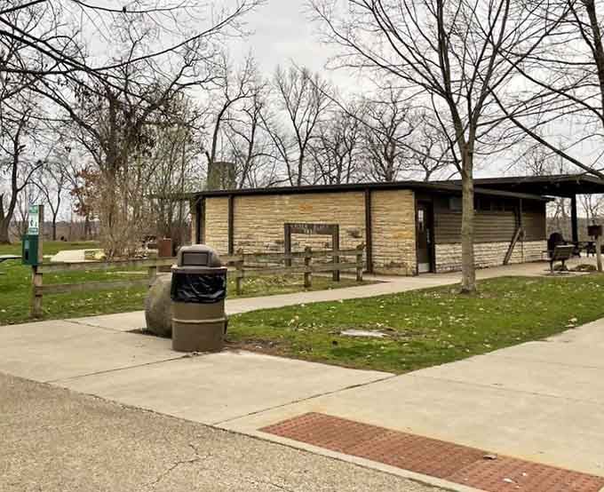 Even the restroom facilities here come with that classic state park charm and practical mid-century modern aesthetic.