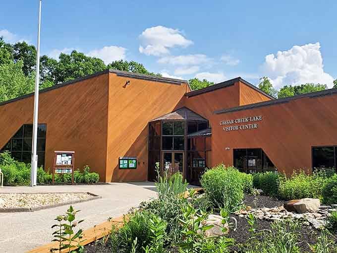 The Caesar Creek Lake Visitor Center is your first stop, your best resource, and honestly a pretty sharp-looking building.