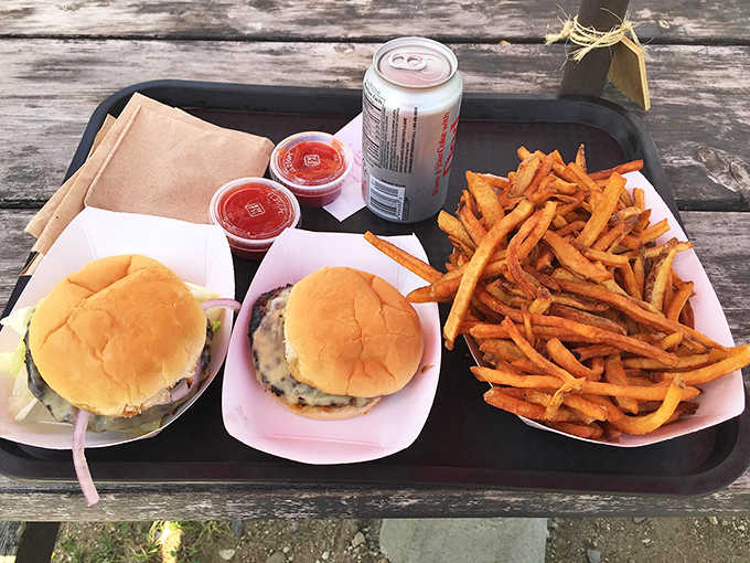Even the burgers get attention here, because a good roadside shack knows how to diversify.