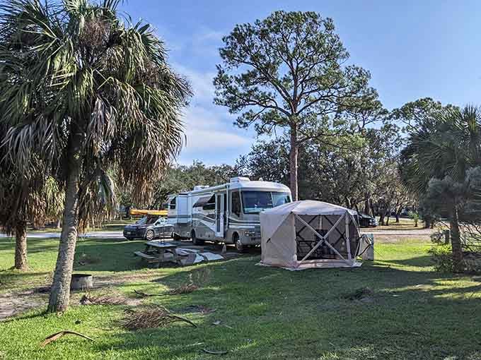 Shell Mound Campground lets you wake up surrounded by nature, assuming you can sleep through all that peace.