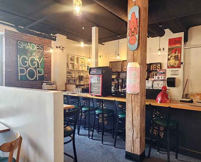 Counter stools, an Iggy Pop poster, and a Cuba travel print, Charlie's has personality in every corner.