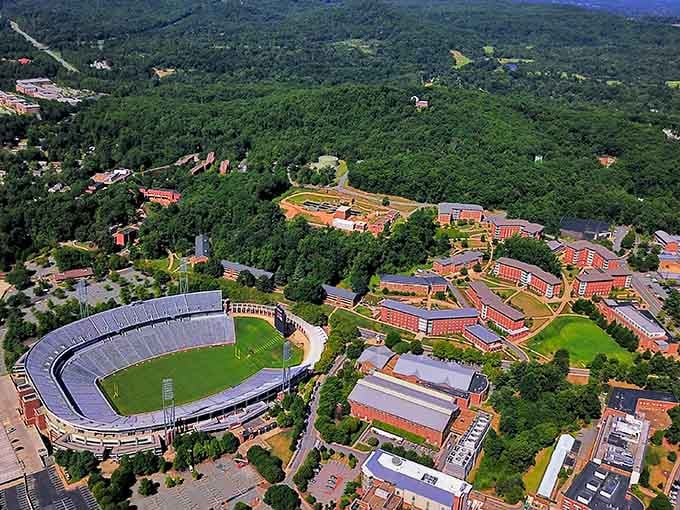 The University of Virginia campus, seen from above, looks exactly like what happens when a Founding Father decides to design his own college.