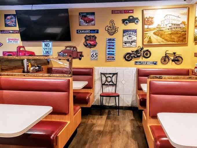 Those cozy booths with Route 66 signs and Americana decor make you want to slide in and stay all morning.