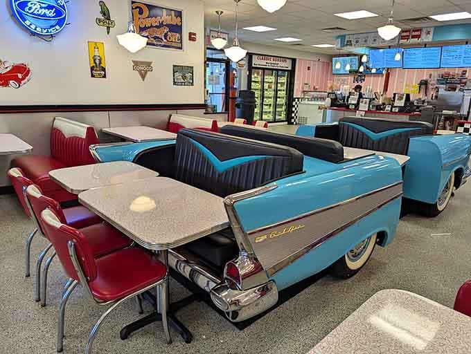 Vintage signs, chrome accents, and that iconic Bel Air booth. Every corner of this room tells a story worth hearing.