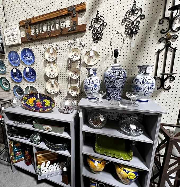 Blue and white porcelain lamps and decorative plates that bring serious old-world elegance to any shelf.