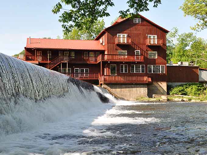 The Damascus Old Mill Inn sits beside rushing water like something straight out of a storybook.