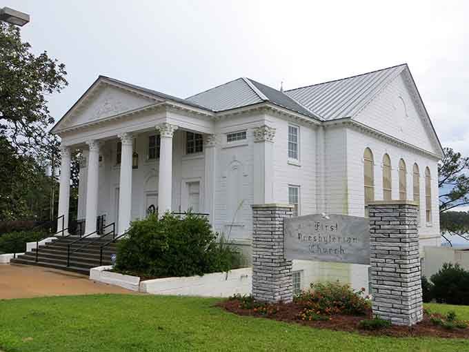 First Presbyterian Church stands at the lake's edge like it was placed there on purpose. Because it absolutely was.