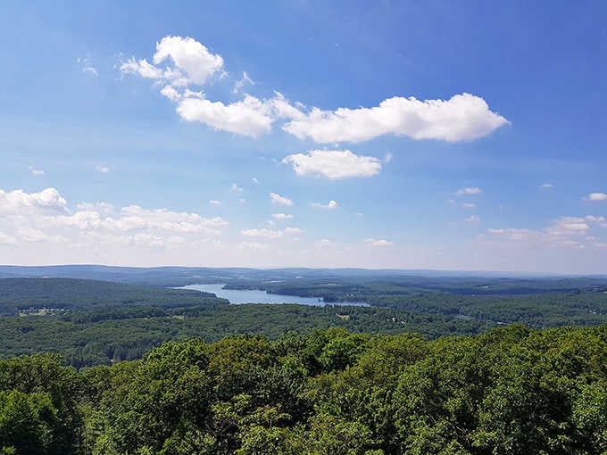 From this overlook, you can see Deep Creek Lake nestled in the hills like nature's best kept secret.