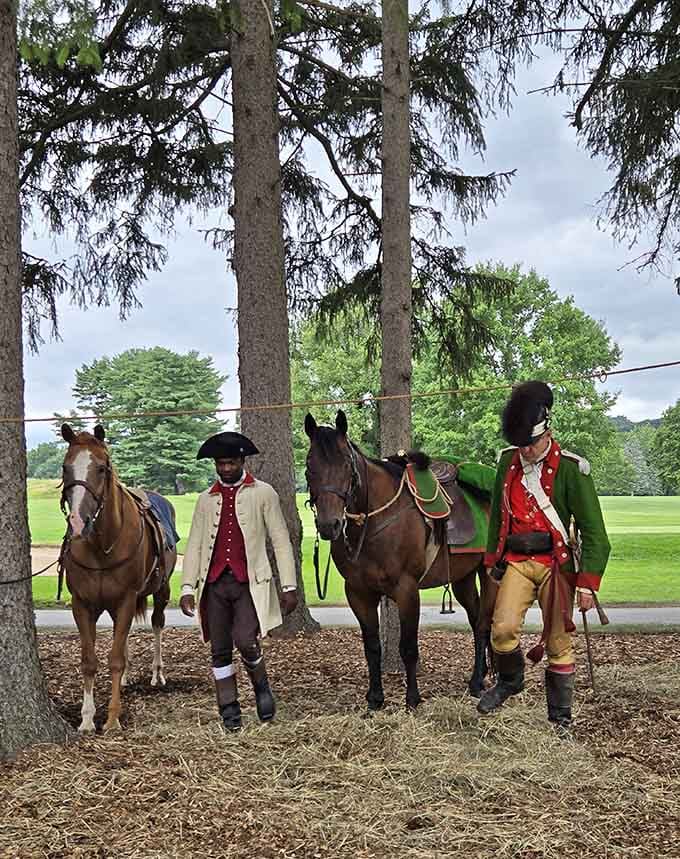 Two soldiers, two horses, zero cell phones. This is what commuting looked like back in 1780.