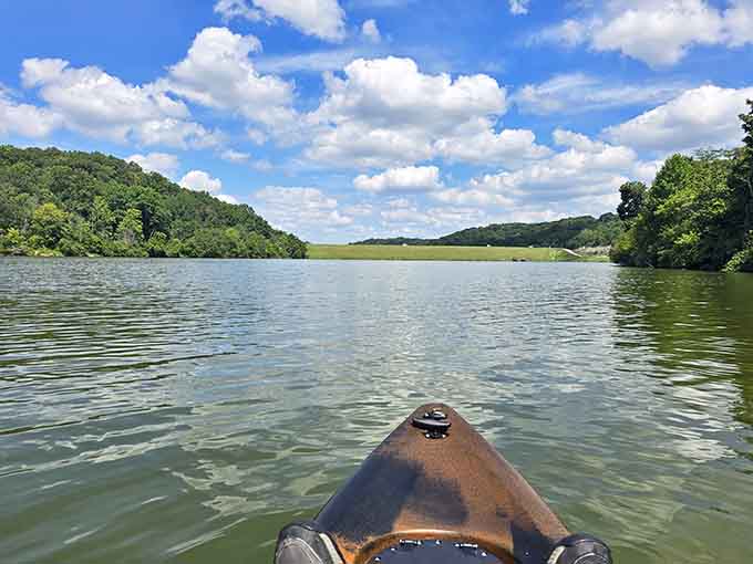 Kayaking Doe Run Lake means the only thing between you and total peace is a paddle and a little ambition.