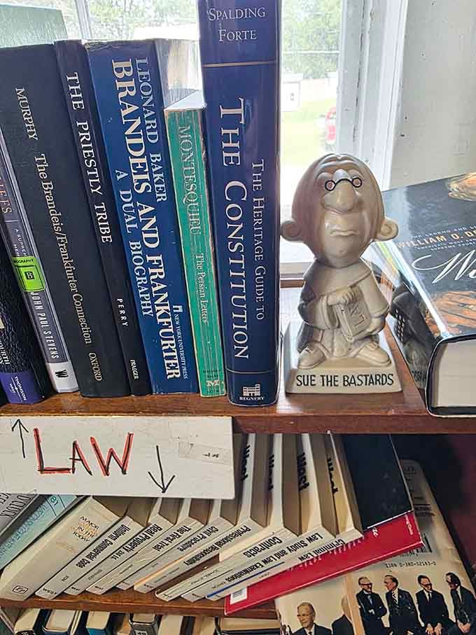 The Law section comes with its own editorial comment, and honestly, the little figurine makes a fair point.