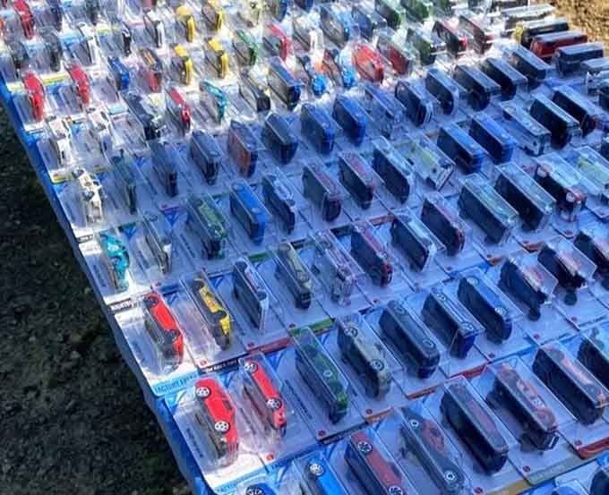 Miniature trucks lined up perfectly would make any collector's heart skip several excited beats immediately.