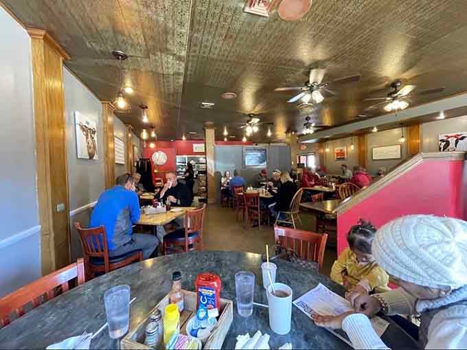 Real people enjoying real breakfast, the kind of scene that makes you want to pull up a chair and join them.