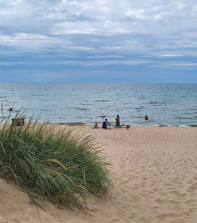 A few beach chairs, some good company, and Lake Michigan doing its thing. Life is pretty good.