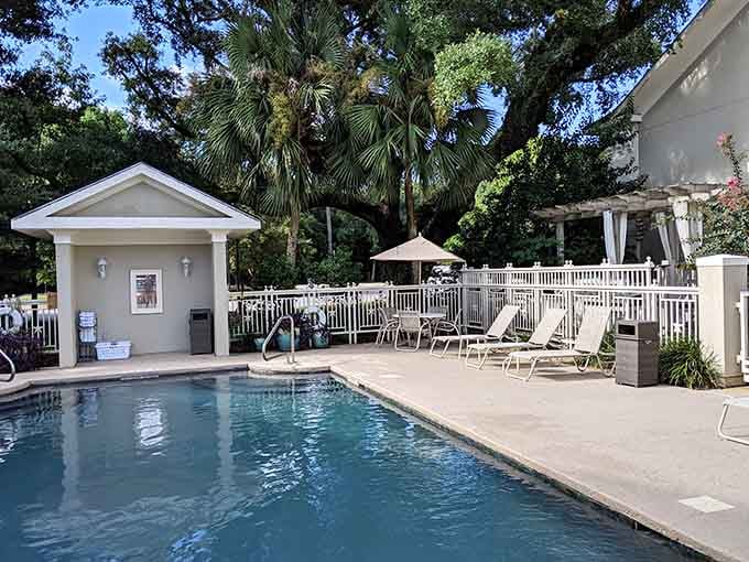 The Holiday Inn Express Fairhope-Point Clear offers a sparkling pool tucked beneath ancient oaks, which is a very good trade.