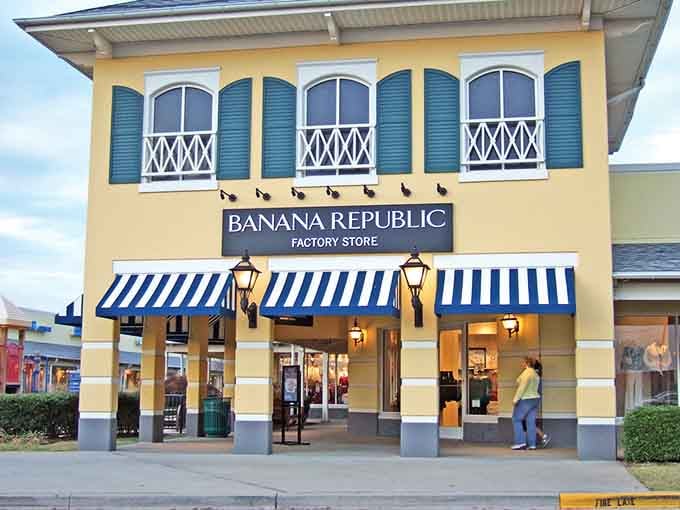 Banana Republic's blue-and-white awnings looking so crisp and nautical, you half expect to hear seagulls and crashing waves.