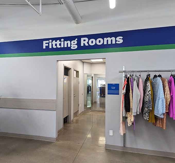 Fitting rooms right here in the outlet, because trying things on before you commit is always a smart move at any price.