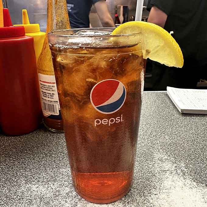 Iced tea with a lemon wedge, sitting at a counter in Crystal City. Life's small pleasures are underrated.