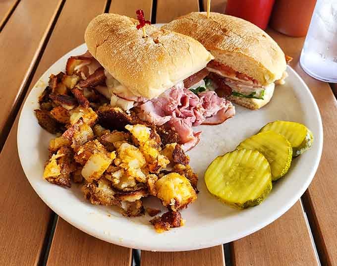 A proper club sandwich with cajun home fries on the side. Lunch at Grumpy's is never, ever disappointing.
