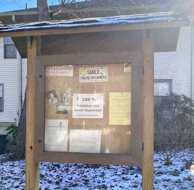 One hundred percent volunteer and donor supported. That sign says everything you need to know about this community's heart.