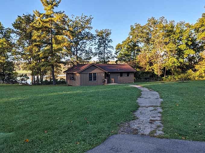 A cozy lakeside cabin at Hueston Woods: proof that roughing it and comfort aren't mutually exclusive.