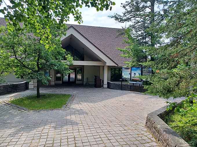 The visitor center provides helpful information and clean facilities, gateway to Voyageurs National Park's watery wilderness beyond.
