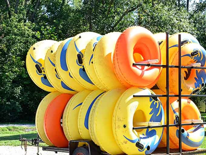 A trailer full of tubes waiting for action is basically the happiest sight a summer afternoon can offer.