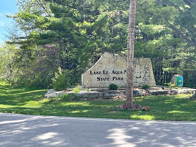 The stone entrance sign sets the tone immediately. Friendly, sturdy, and quietly confident, just like the park itself.