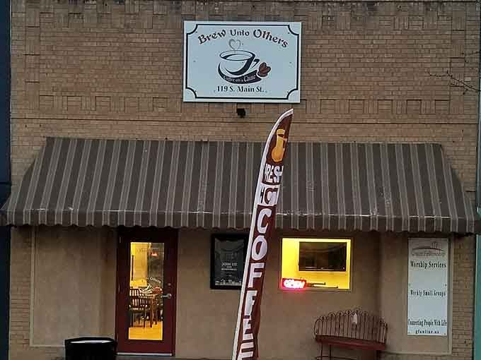 Brew Unto Others on South Main Street: coffee with a conscience and a genuinely warm welcome.