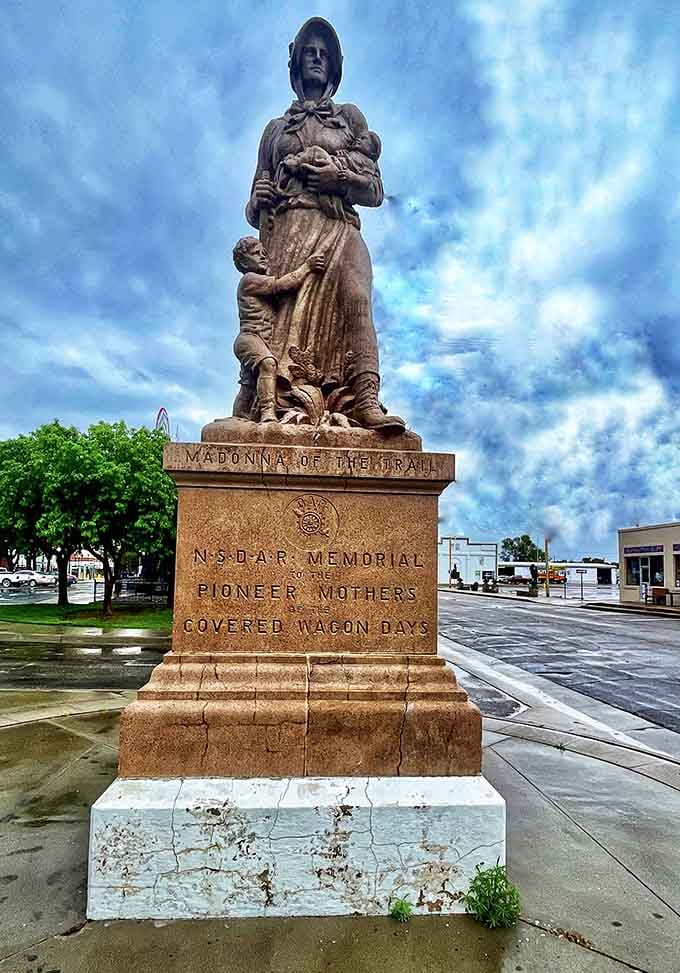 The Madonna of the Trail statue honors pioneer mothers with the gravitas they absolutely deserve.