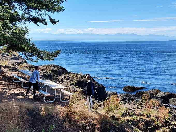 Staking out the perfect spot means claiming your picnic table early and never, ever leaving it.