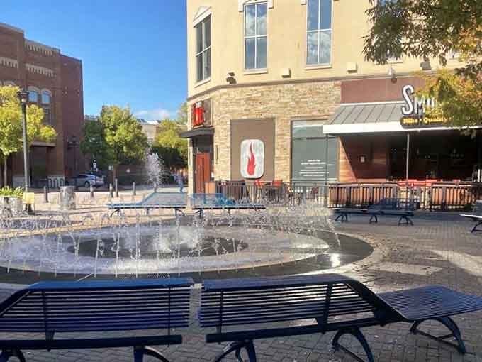 The outdoor fountain area offers a peaceful breather between shopping sprints—you'll need it, trust me on this one.