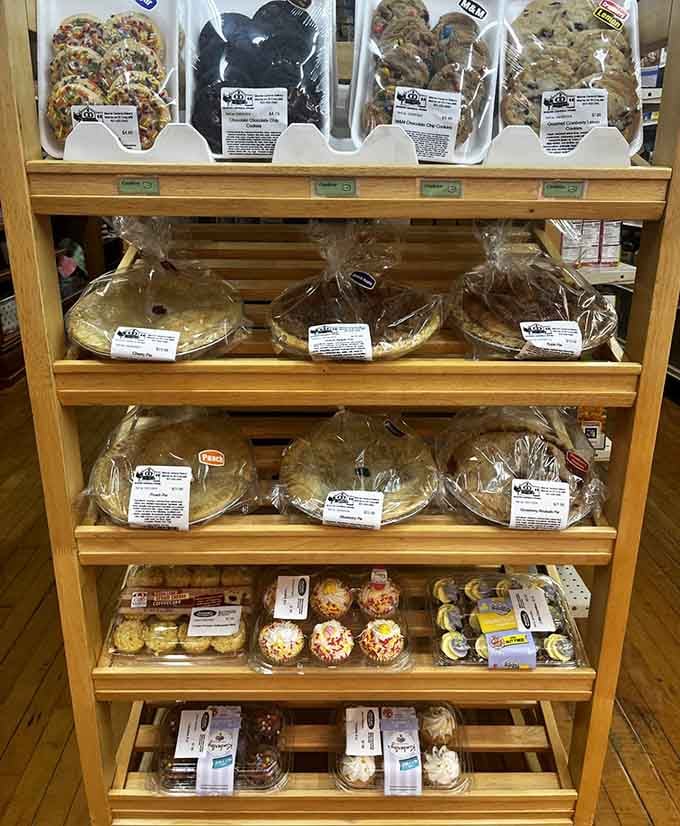 Cookies, pies, and cupcakes lined up like a baked goods hall of fame. Resistance is truly futile.