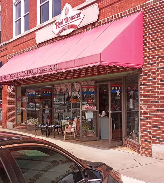 Red Rooster Antiques fills its storefront with treasures that span decades, perfect for serious collectors and casual browsers alike.