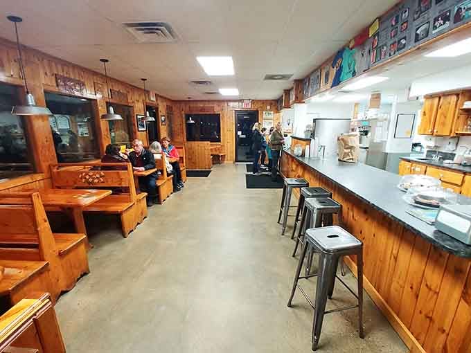 Knotty pine booths, good company, and ice cream in hand. The Moomers dining room delivers pure comfort.