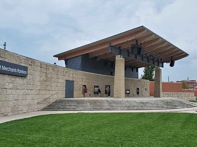 Modern pavilion architecture meets old-fashioned community gathering, proving Noblesville knows how to blend past and present perfectly.