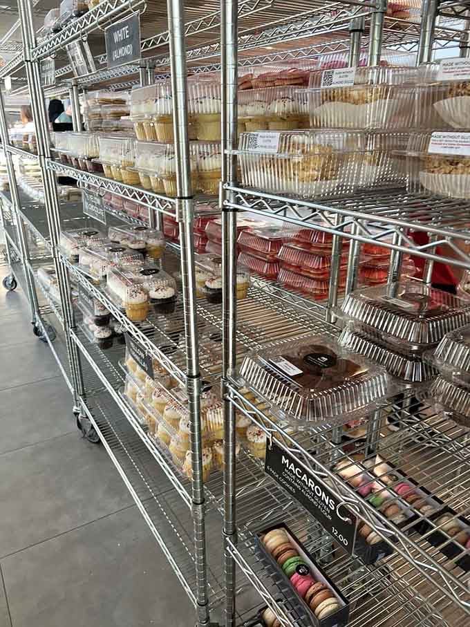 Cupcakes, macarons, and packaged treats stacked high. Oakmont Bakery doesn't do things halfway, and your kitchen counter will thank you.