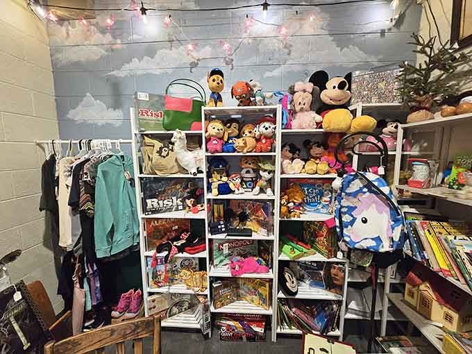 A whole corner dedicated to toys, board games, and stuffed animals. Proof that joy really does come in all sizes.