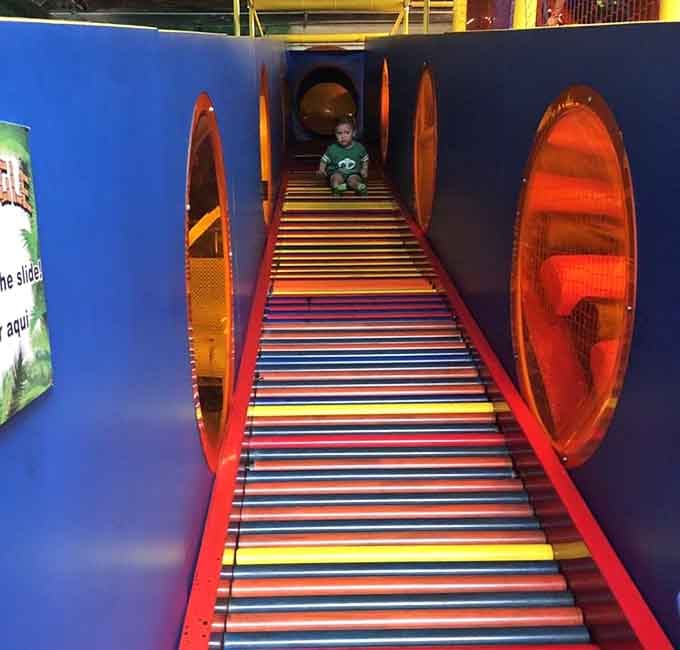 A roller slide built for pure momentum and zero hesitation. That kid's face says he's going again.